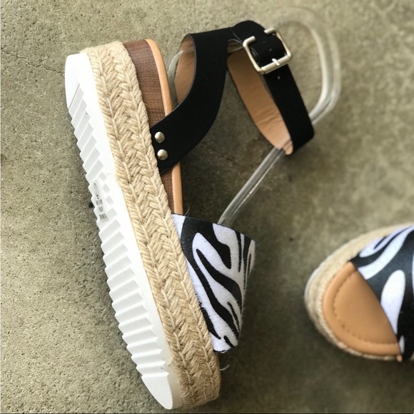 Soda | Shoes | Rare Topic Zebra Print Espadrille Platform Sandal | Poshmark